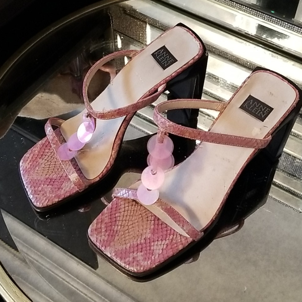 Anne Klein Snake Skin Pink Heels - Gem